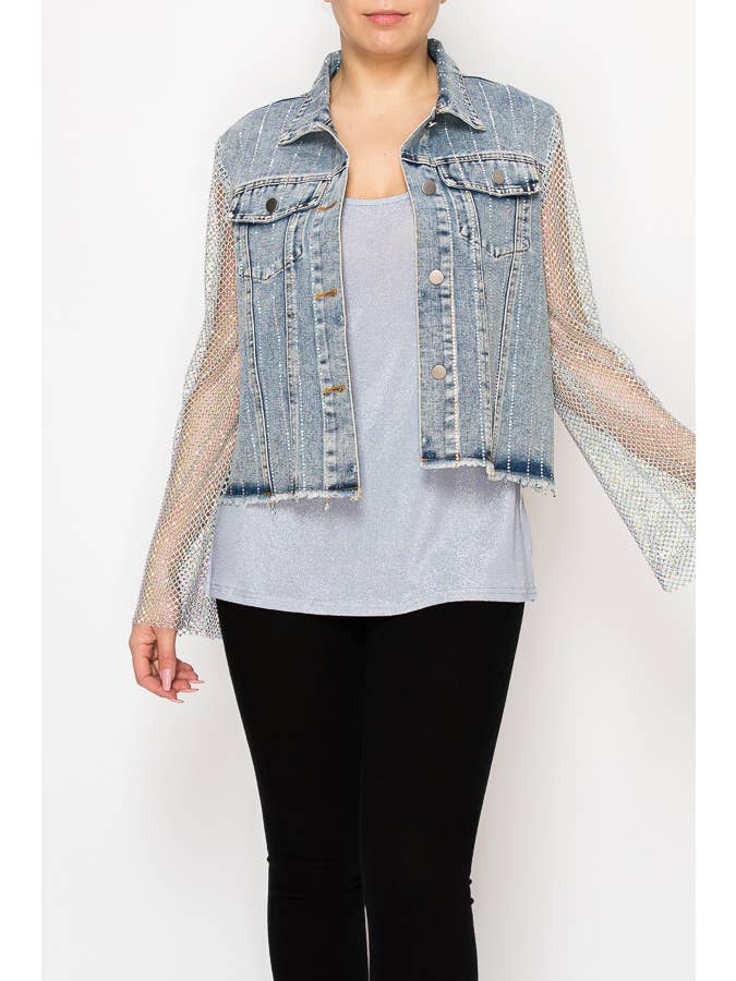 Mesh Sparkle Denim Jacket | The Artistic Flip Flop